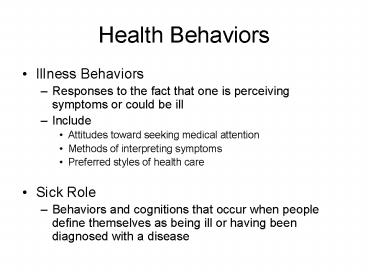PPT – Health Behaviors PowerPoint presentation | free to view - id ...