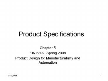 Product Specifications presentation | free to view