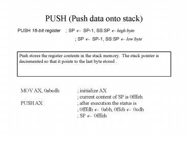 PPT – PUSH Push data onto stack PowerPoint presentation | free to view ...