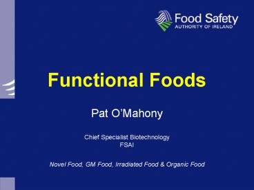 Functional Foods presentation | free to view