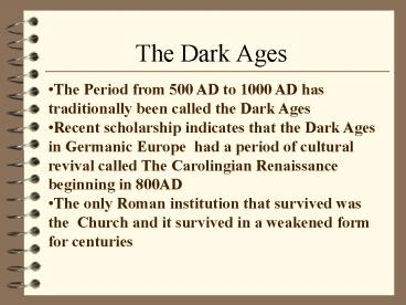 The Dark Ages presentation | free to view