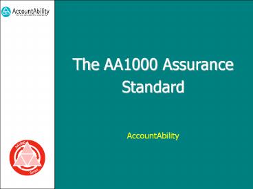 The AA1000 Assurance Standard presentation | free to view