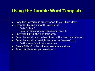 Using the Jumble Word Template presentation | free to view