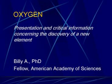 OXYGEN presentation | free to view