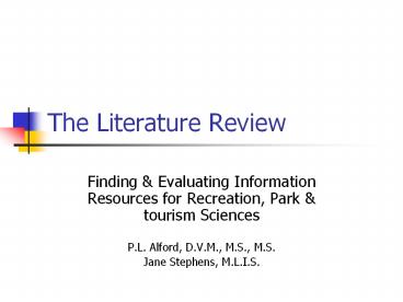 PPT – The Literature Review PowerPoint presentation | free to view - id ...