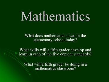 PPT – Mathematics PowerPoint presentation | free to view - id: 467a7-MGE5M