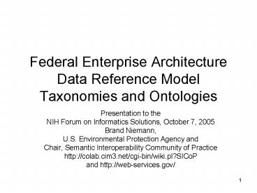 Federal Enterprise Architecture Data Reference Model Taxonomies and ...