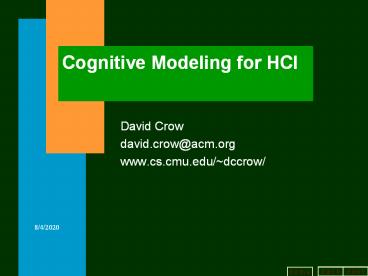 Cognitive Modeling for HCI presentation | free to download