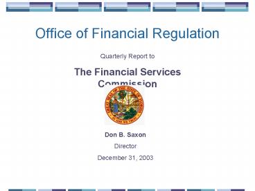 Office of Financial Regulation presentation | free to view