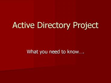 Active Directory Project presentation | free to view