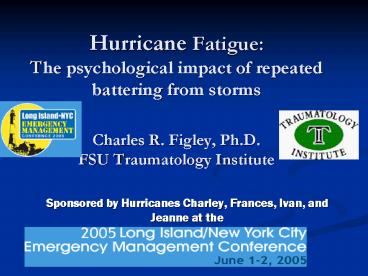 PPT – Hurricane Fatigue: The psychological impact of repeated battering ...