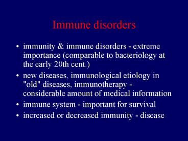 Immune disorders presentation | free to view