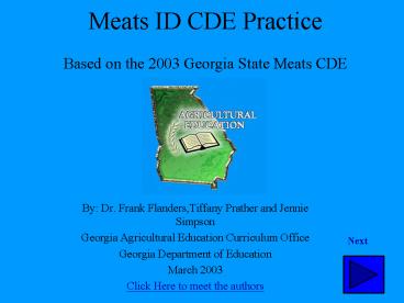 PPT – Meats ID CDE Practice Based on the 2003 Georgia State Meats CDE ...