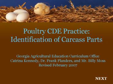 Poultry CDE Practice: Identification of Carcass Parts presentation ...