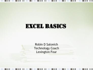 PPT – Excel basics PowerPoint presentation | free to view - id: 4e82f-ZDc1Z
