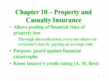 Chapter 10 Property and Casualty Insurance presentation | free to view