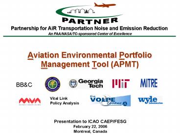 Aviation Environmental Portfolio Management Tool APMT presentation | free to view