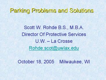 Parking Problems and Solutions presentation | free to view