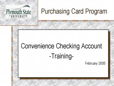 Purchasing Card Program presentation | free to view