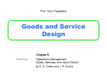 Goods and Service Design presentation | free to view