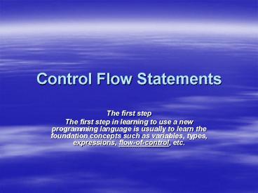 Control Flow Statements presentation | free to view