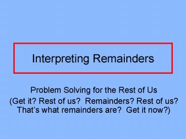 Interpreting Remainders presentation | free to view