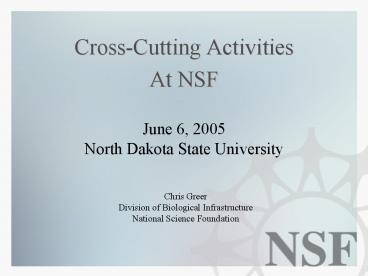 Cross-Cutting Activities presentation | free to view