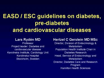 EASD ESC guidelines on diabetes, prediabetes and cardiovascular ...