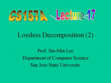 PPT – Lossless Decomposition (2) PowerPoint presentation | free to ...
