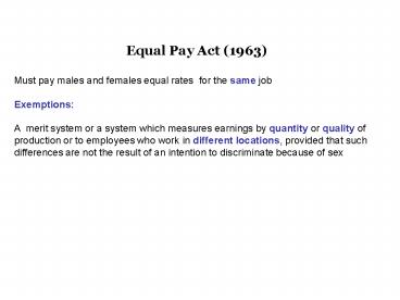 Equal Pay Act (1963) presentation | free to view
