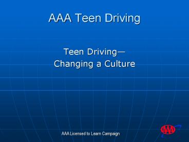 AAA Teen Driving presentation | free to view