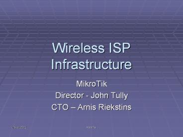 Wireless ISP Infrastructure presentation | free to view