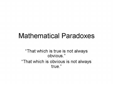 Mathematical Paradoxes presentation | free to view