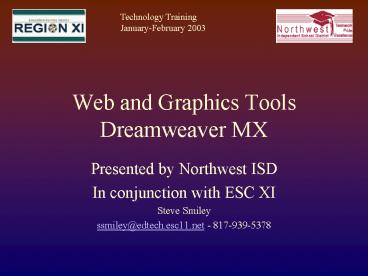 PPT – Web and Graphics Tools Dreamweaver MX PowerPoint presentation ...