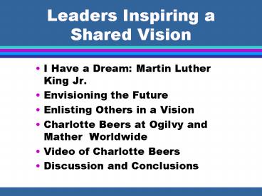 Leaders Inspiring a Shared Vision presentation | free to view