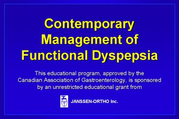 Contemporary Management of Functional Dyspepsia presentation | free to view