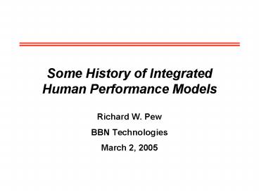 PPT – Some History of Integrated Human Performance Models PowerPoint ...