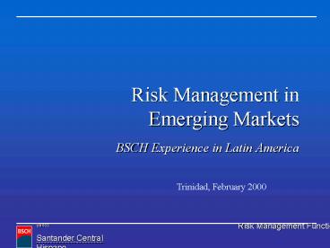 Risk Management in Emerging Markets presentation | free to view
