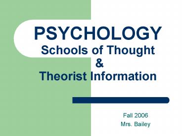 PSYCHOLOGY Schools of Thought presentation | free to view