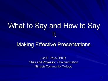 What to Say and How to Say It presentation | free to view
