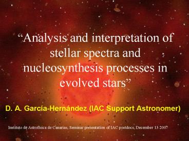 PPT – Analysis and interpretation of stellar spectra and ...