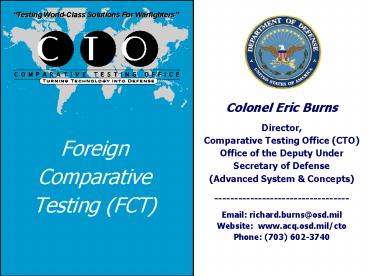 PPT – Foreign Comparative Testing FCT PowerPoint presentation | free to ...