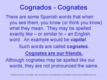 Cognados Cognates presentation | free to view