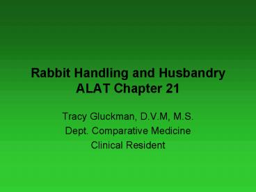 Rabbit Handling and Husbandry ALAT Chapter 21 presentation | free to view
