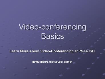 Videoconferencing Basics presentation | free to view
