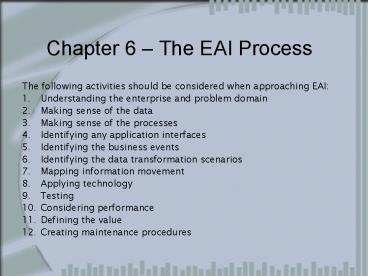 Chapter 6 The EAI Process presentation | free to view