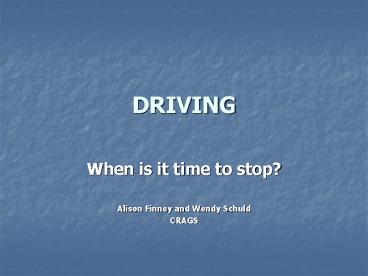 DRIVING presentation | free to view