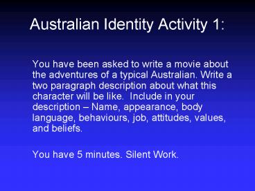 Australian Identity Activity 1: presentation | free to view