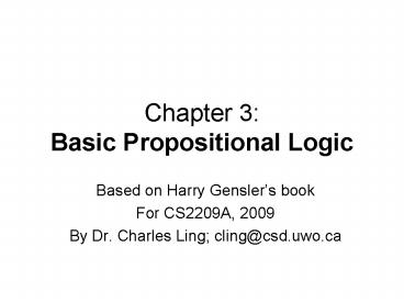 PPT – Chapter 3: Basic Propositional Logic PowerPoint presentation ...