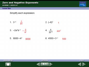 PPT – Zero and Negative Exponents PowerPoint presentation | free to ...